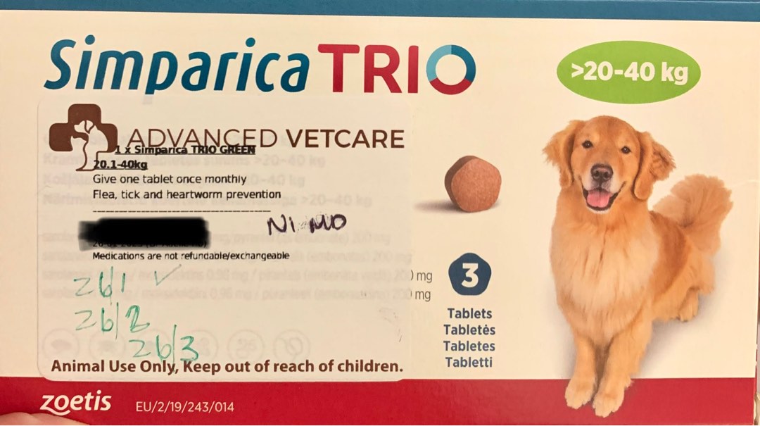 Simparica Trio - heartworm / tick medication, Pet Supplies, Health ...