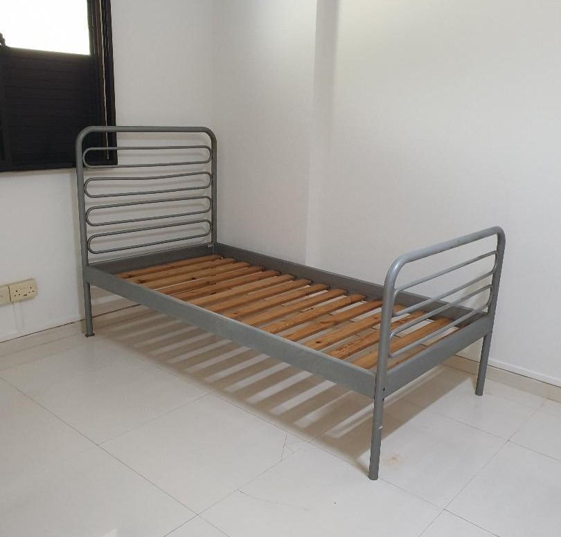 Single Metal Flame Bed, Furniture & Home Living, Furniture, Bed Frames ...