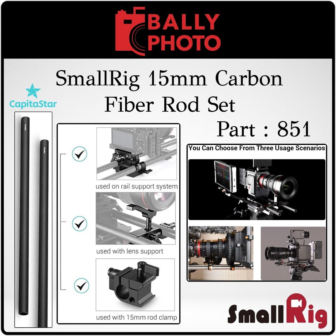 SmallRig 15mm Carbon Fiber Rod Set (12") Part 851, Photography ...