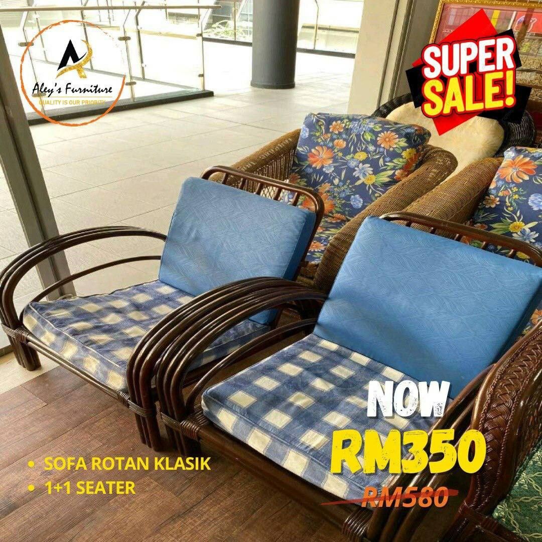 Sofa rotan klasik 1+1, Furniture & Home Living, Furniture, Sofas on ...