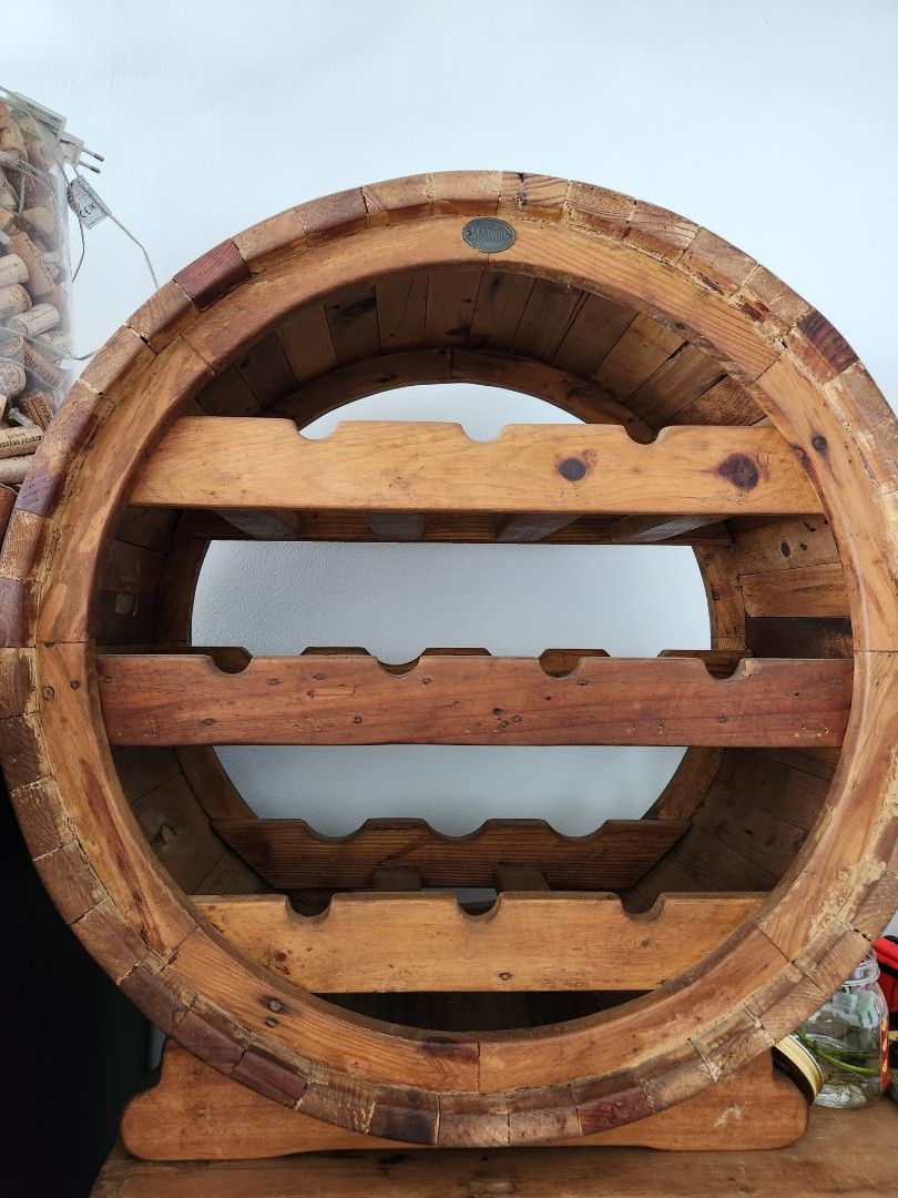 Solid Wood Barrel Wine Rack, Furniture & Home Living, Home Decor, Other ...