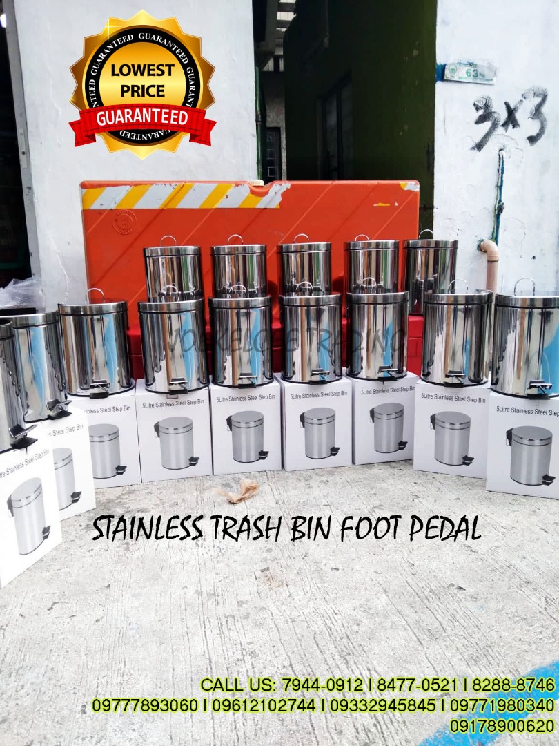 stainless trash bin foot pedal, Furniture & Home Living, Cleaning ...