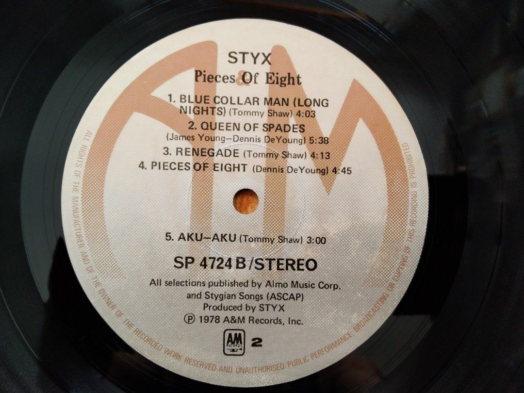 Styx Pieces of Eight vinyl lp record, Hobbies & Toys, Music & Media ...