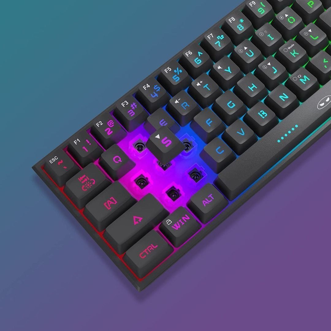 T98 Ultra-compact MageGee TS91 61-Key RGB Backlit Keyboard, Ergonomic ...