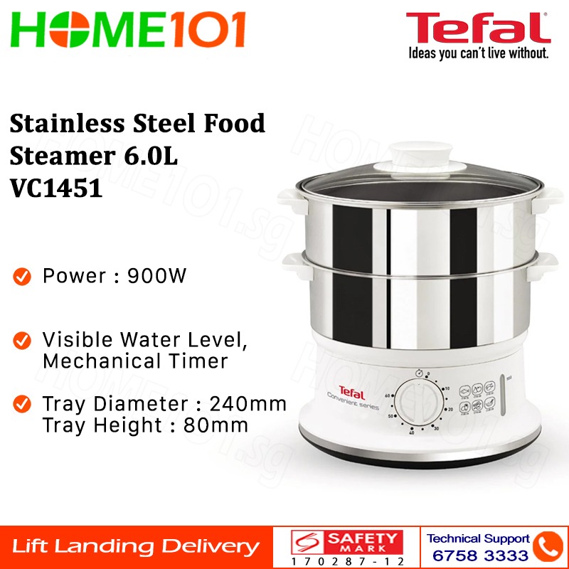 Tefal Stainless Steel Convenient Steamer 6L VC1451, TV & Home ...