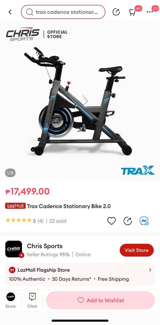 Trax Cadence Stationary Bike 2.0, Sports Equipment, Exercise & Fitness ...