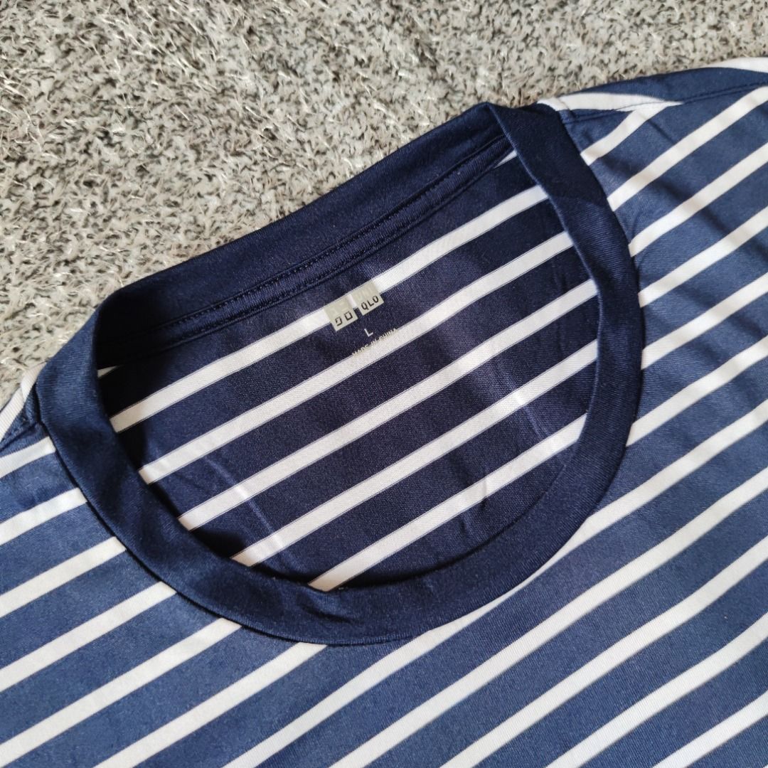 UNIQLO AIRism Stripe T-Shirt / Kaos Uniqlo garis, Fesyen Pria, Pakaian ...