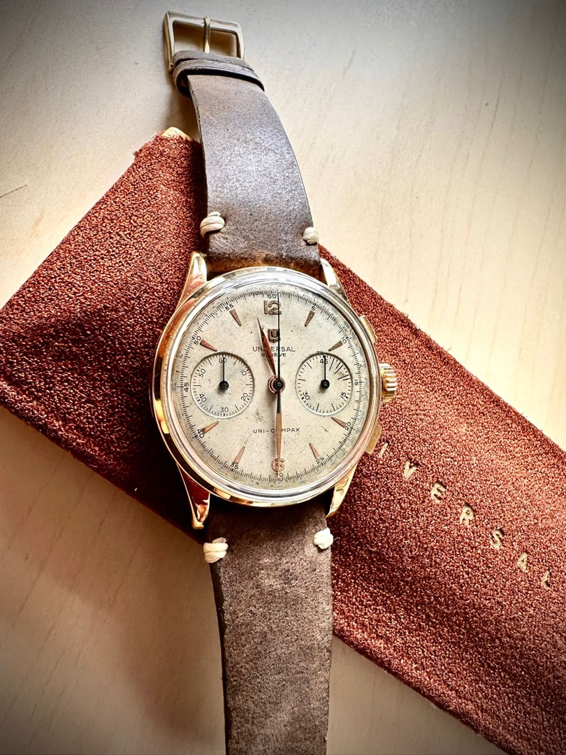 Universal Geneve 18k gold Uni-Compax Chrono, Luxury, Watches on Carousell