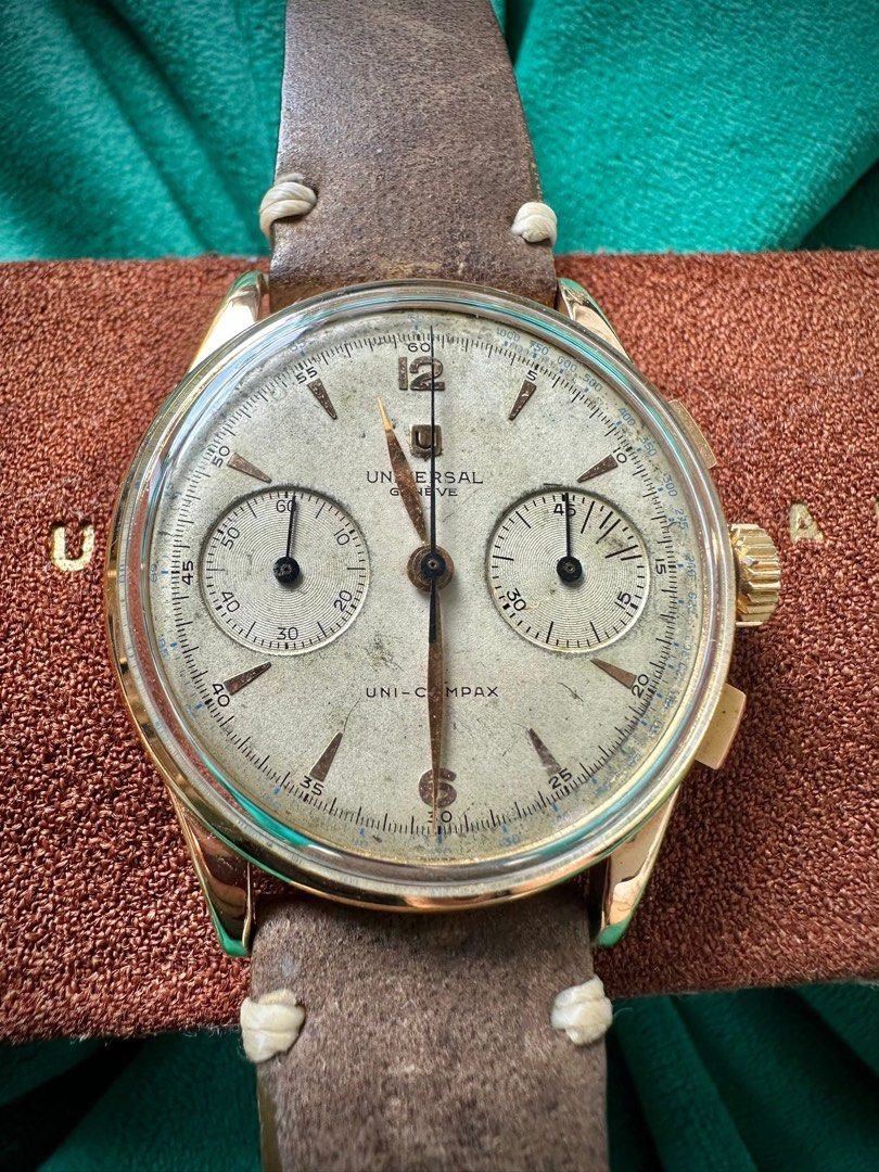 Universal Geneve 18k gold Uni-Compax Chrono, Luxury, Watches on Carousell