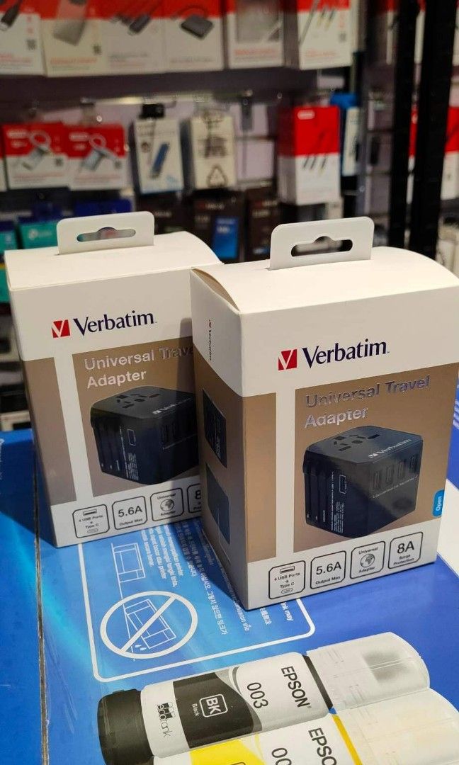 Verbatim 5-Ports Universal Travel Adapter Type-C USBA Surge Protection ...