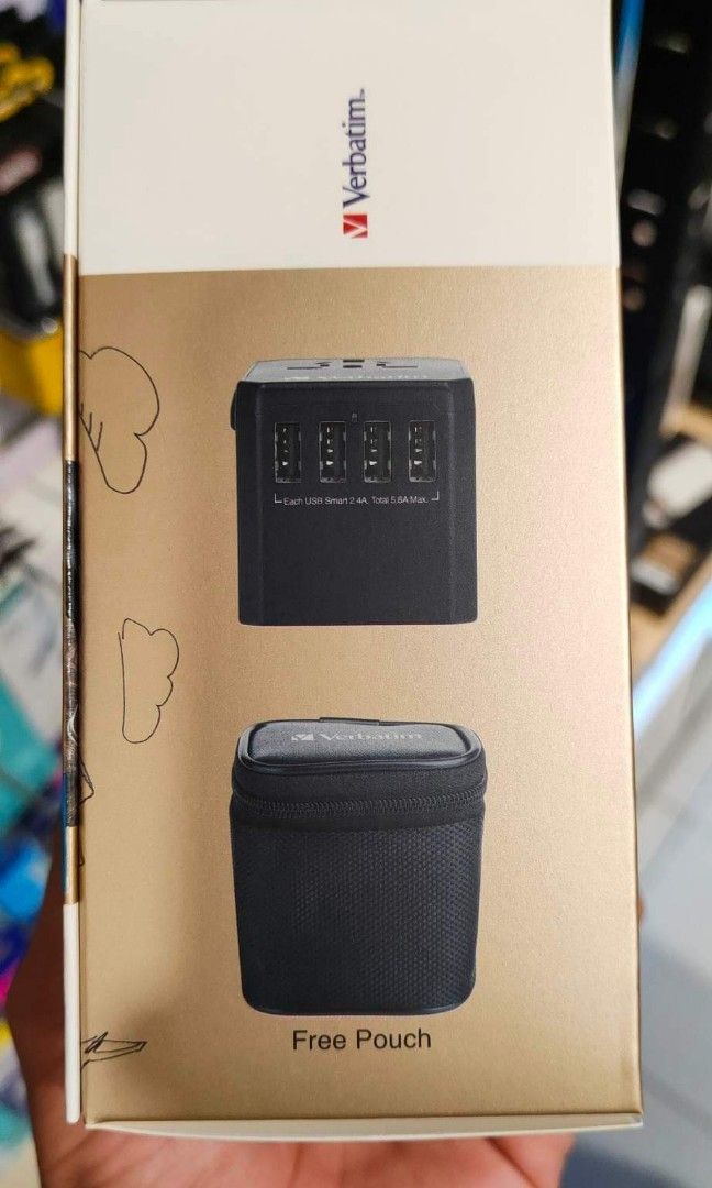 Verbatim 5-Ports Universal Travel Adapter Type-C USBA Surge Protection ...