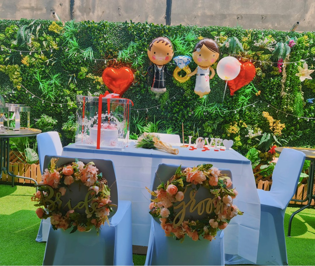 Wooden Bride and Groom words with flower, Furniture & Home Living ...