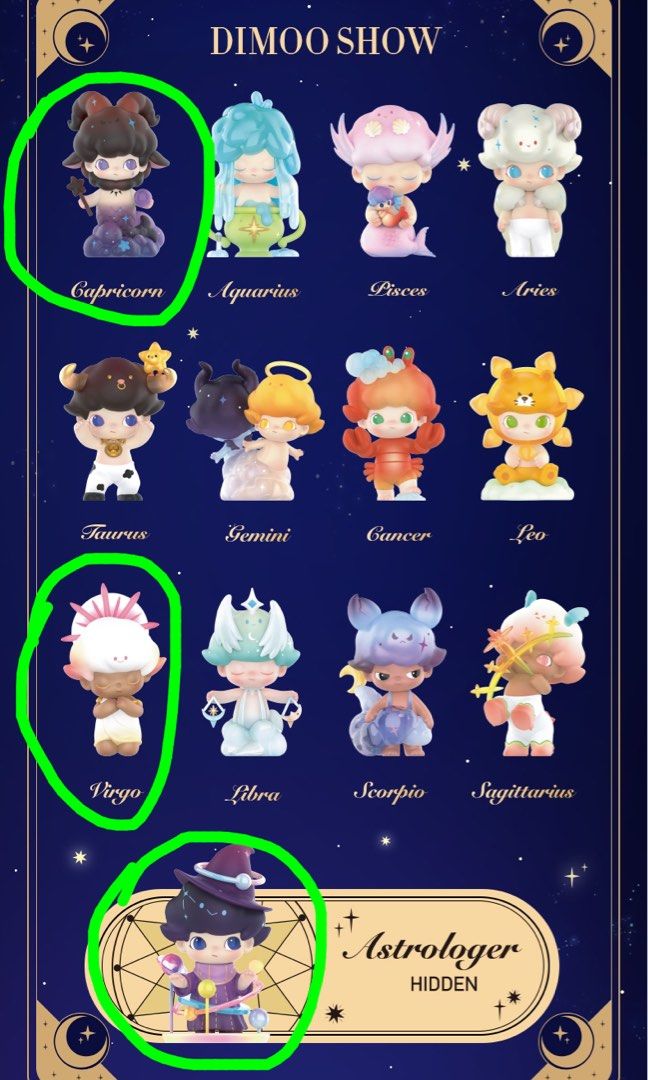 WTS Popmart Dimoo zodiac series Secret Capricorn Virgo, Hobbies & Toys ...