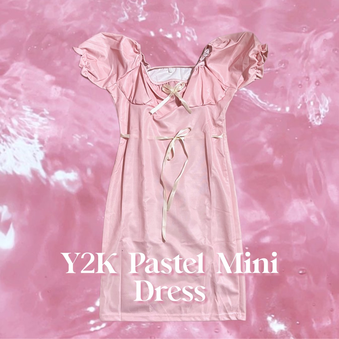 Y2K Pastel Puff Mini Pretty Dress, Women's Fashion, Dresses & Sets ...
