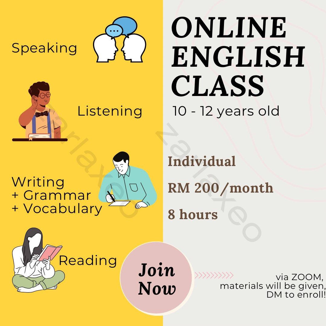 10-12 Years Old English Class (Individual), Services, Tuition on Carousell