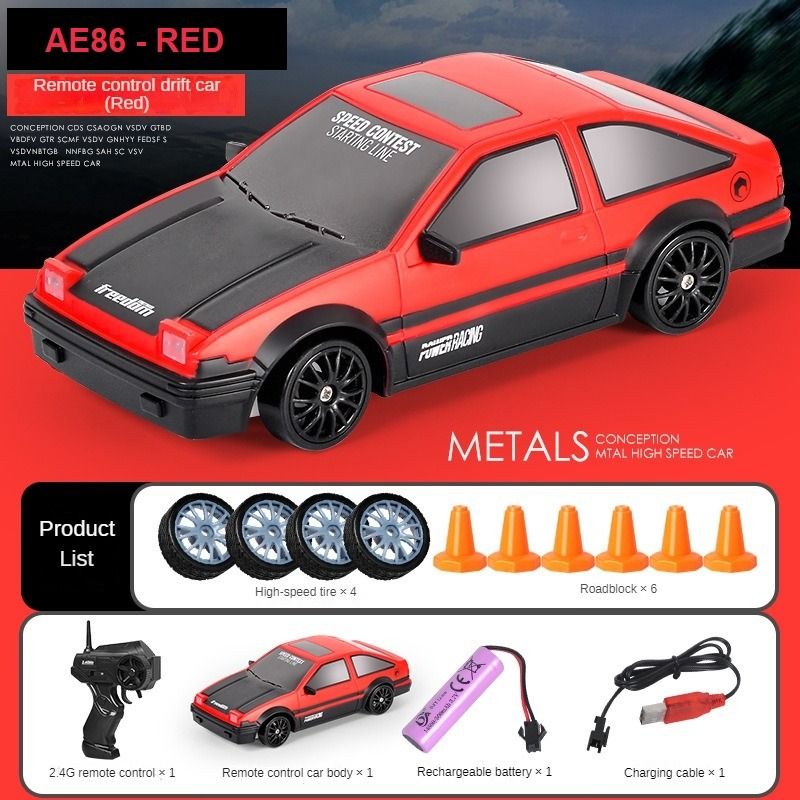 4WD RC Drift Car Toy Remote Control Car 2.4GHz 15km/h High Speed LED ...