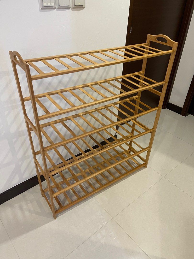 6 Tier Bamboo Shoe Rack (Dismantle Ready), Furniture & Home Living ...