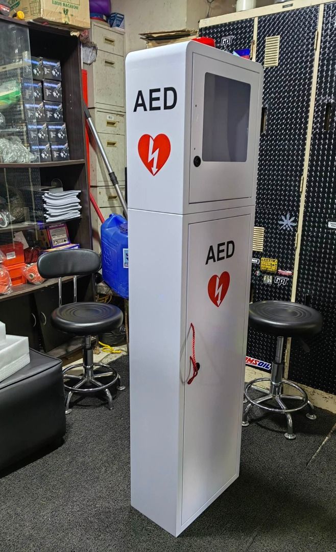 AED FLOOR STANDING CABINET WITH ALARM & STROBE 147 X 36 X 20CM ...