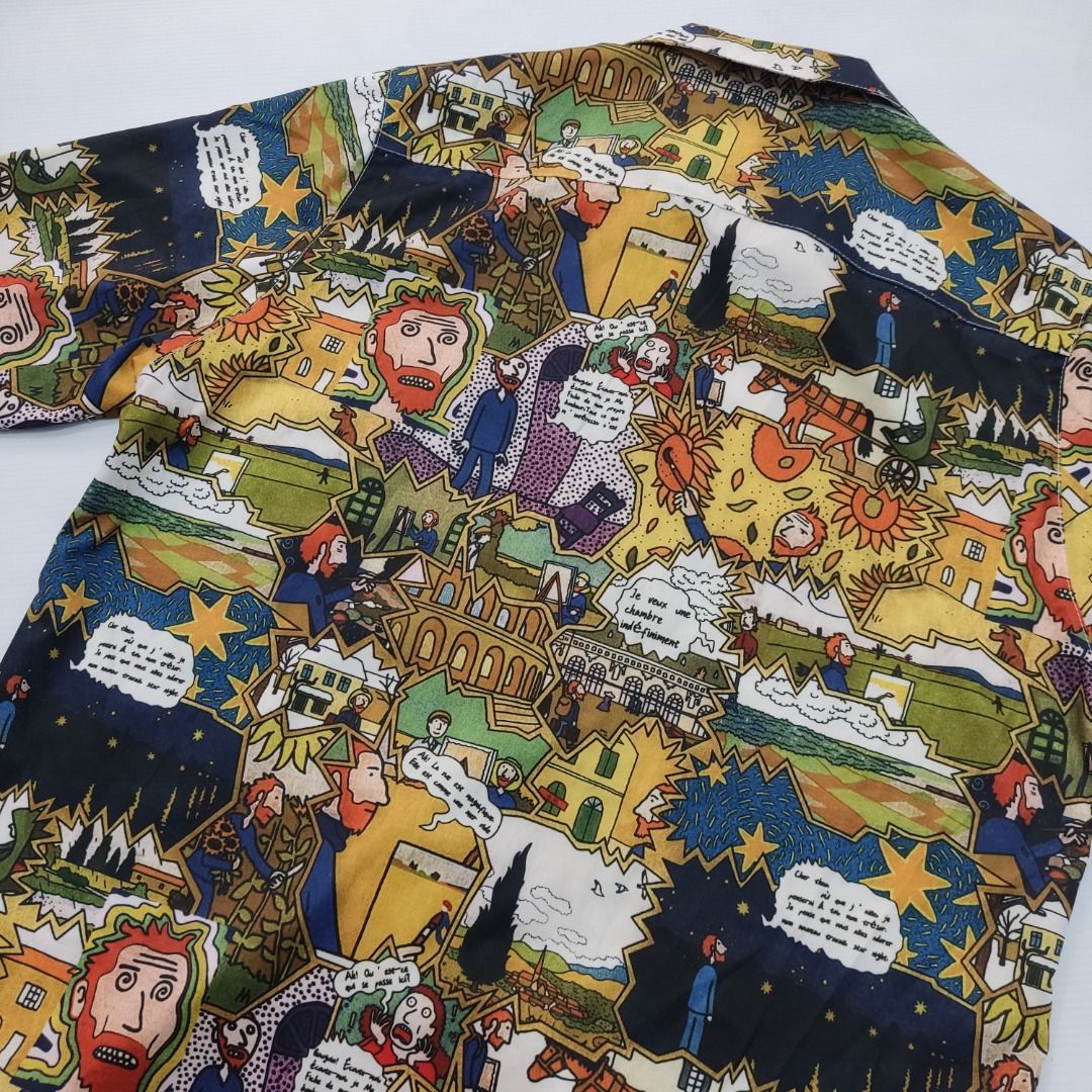 Antero Antisns Van Gogh Collage Artwork Notched Button Down Beach Polo, Men's Fashion, Tops ...
