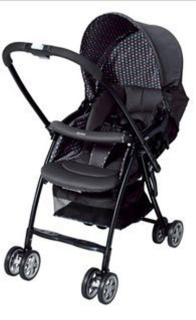️ APRICA AIR RIA LUXUNA Lightweight Stroller Pram - Black Polka Dots ...