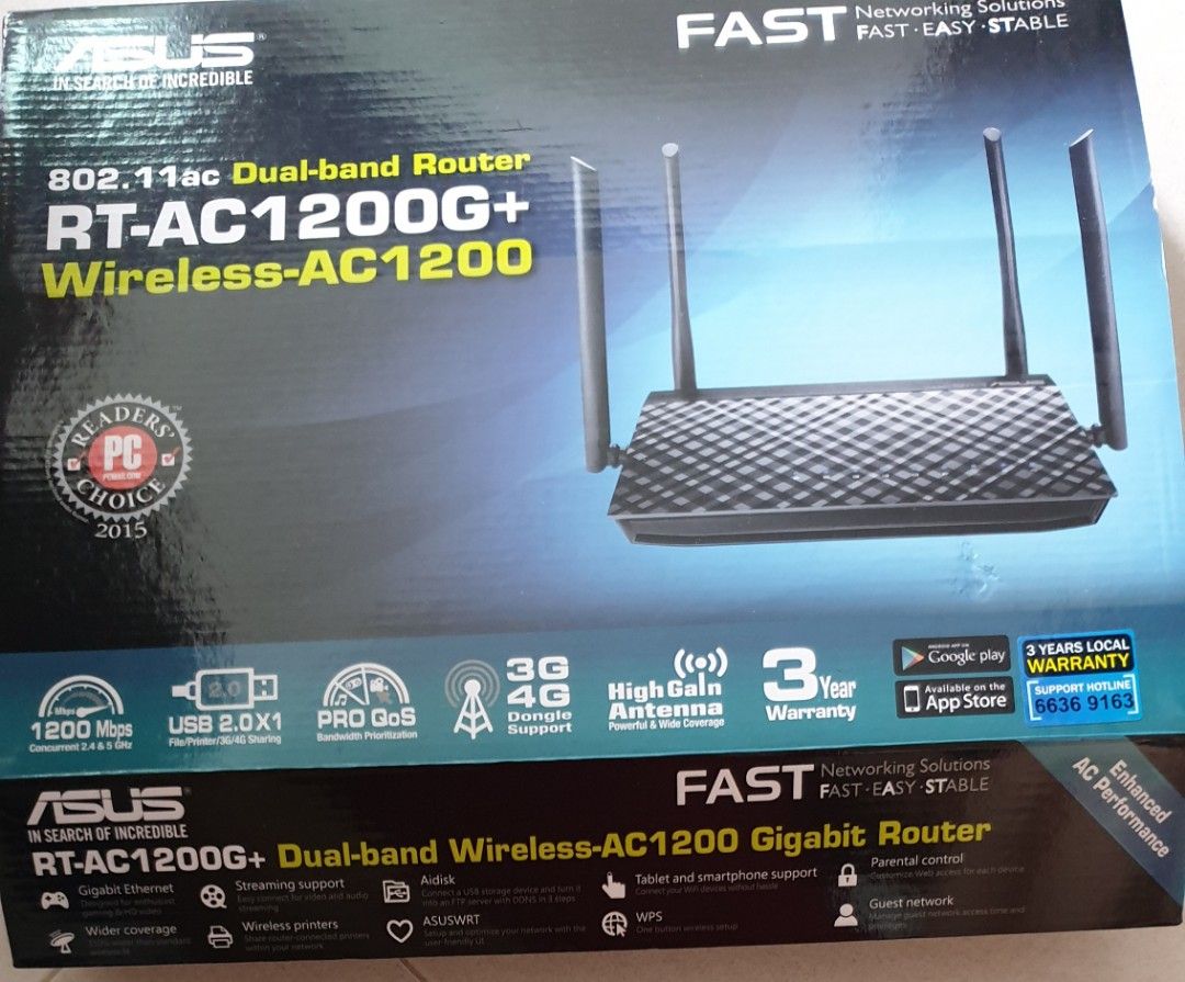 ASUS RT-AC1200G+ Dual Band WiFi Router, Computers & Tech, Parts ...
