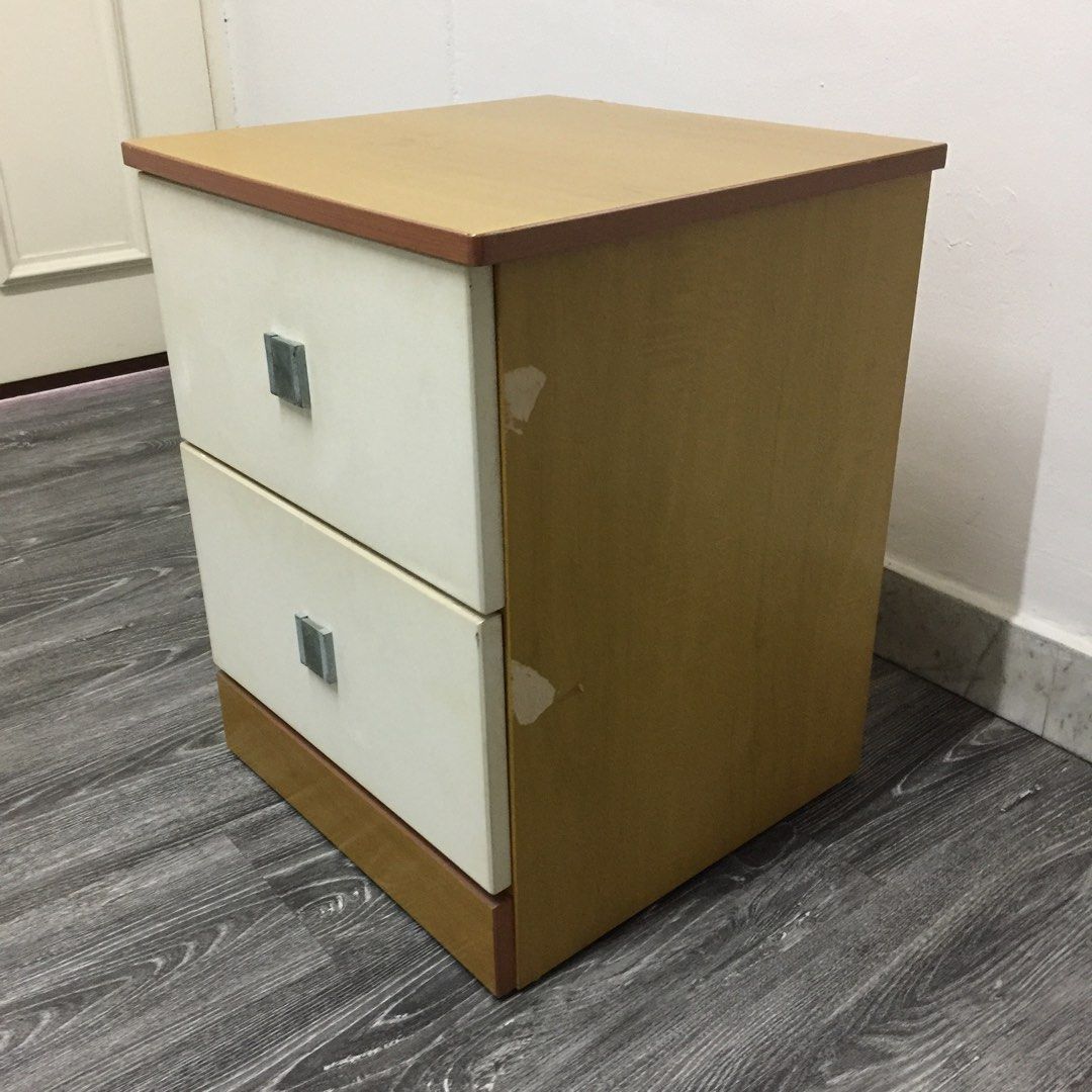 Bedside Table 2 drawers cabinet.peelings,stains&rust as shown but fully ...