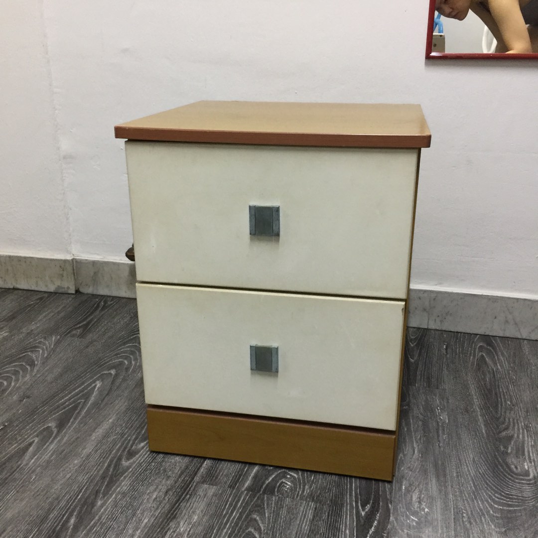 Bedside Table 2 drawers cabinet.peelings,stains&rust as shown but fully ...