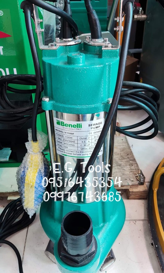 BENELLI Italy Heavy Duty 1.5HP/1100W, 2" Sewage Submersible Pump with ...