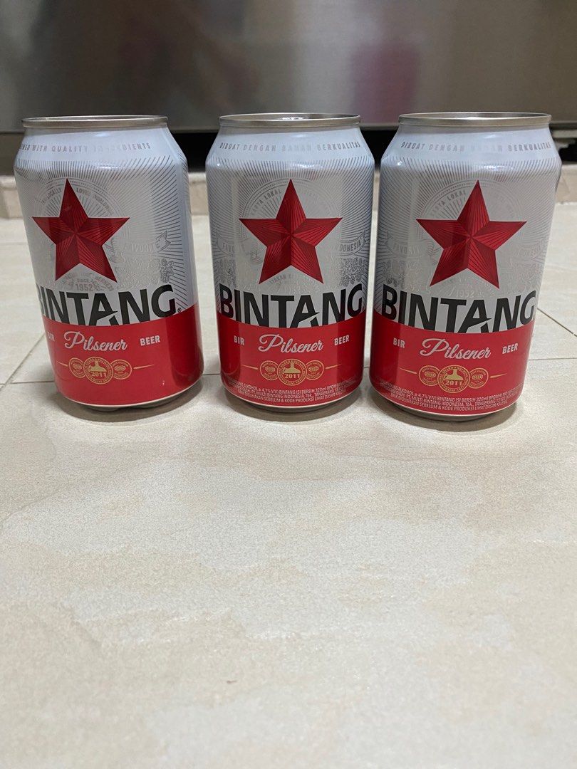 Bintang Beer 3 cans, Food & Drinks, Alcoholic Beverages on Carousell
