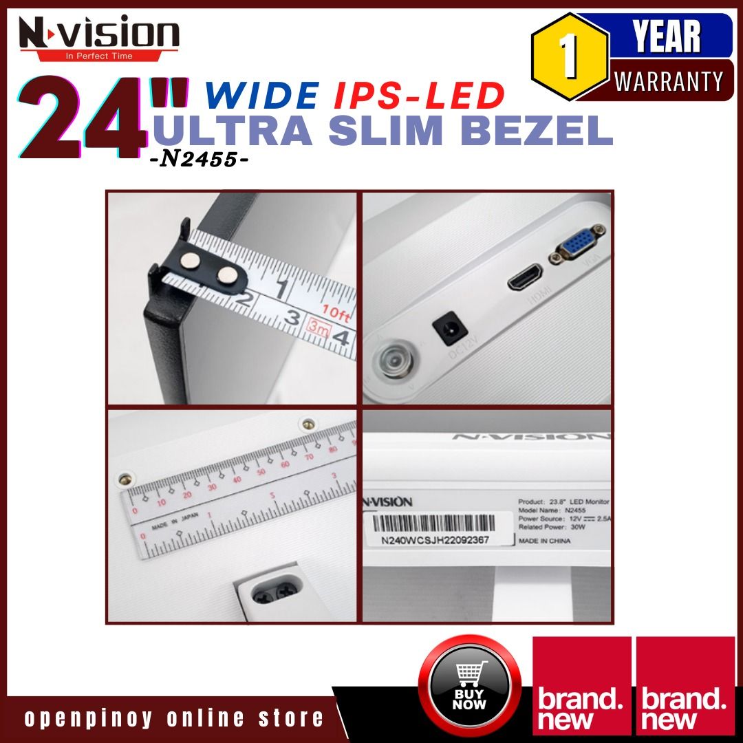 Brand new N-Vision N2455 24-inch IPS-LED Frameless Monitor, Computers ...