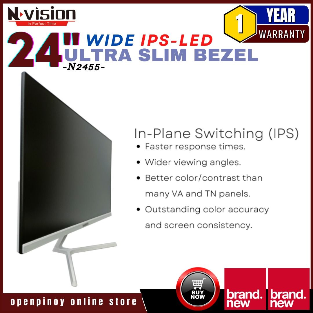 Brand new N-Vision N2455 24-inch IPS-LED Frameless Monitor, Computers ...