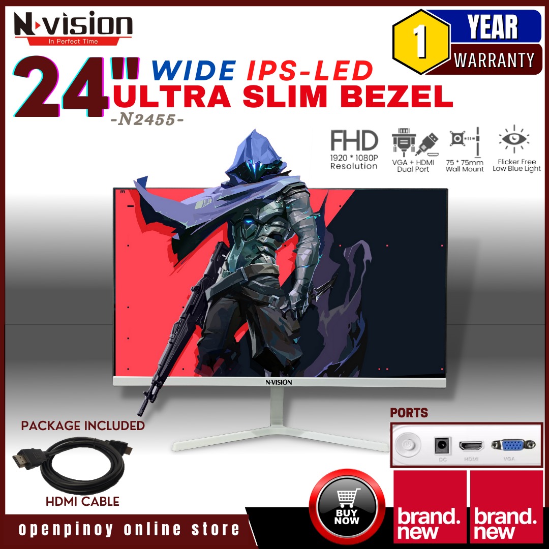Brand new N-Vision N2455 24-inch IPS-LED Frameless Monitor, Computers ...