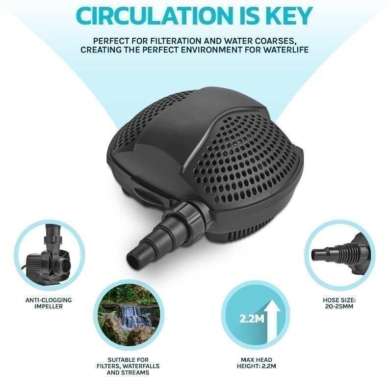[C1254] Swell UK Pond Filter Pump 2,300 | Fully Submersible Energy ...