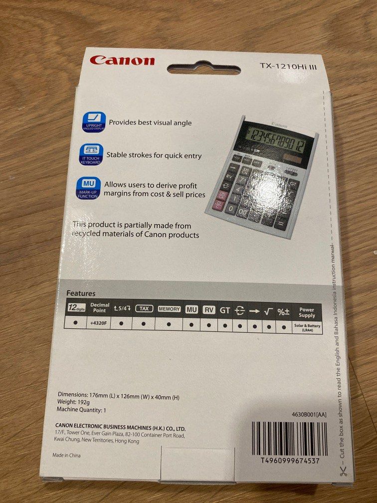 Canon Calculator tx-1210hi iii, Mobile Phones & Gadgets, Other Gadgets ...