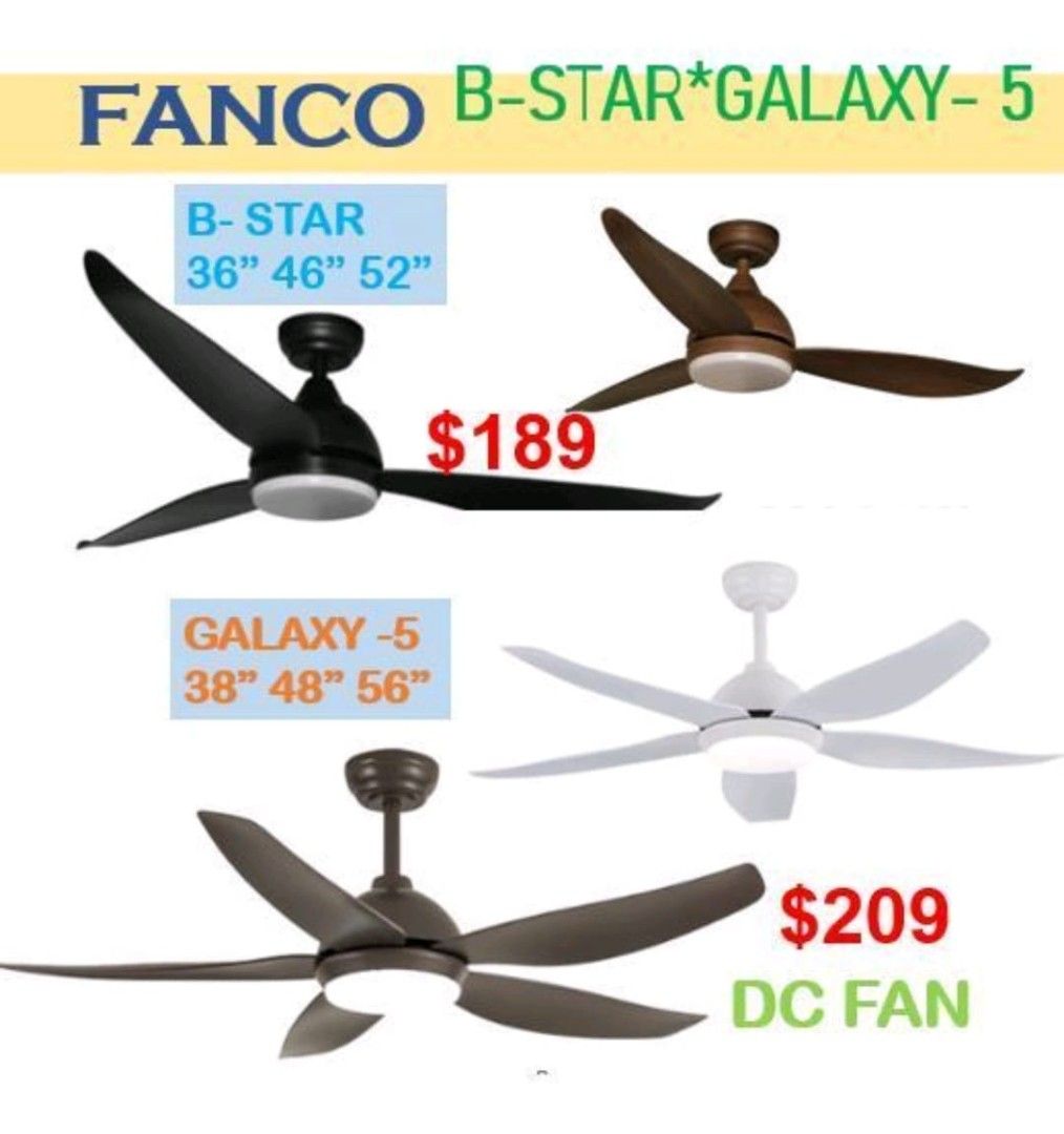 Ceiling Fan FANCO DC FAN B-STAR 36" , 46" & 52" come with REMOTE N 3 ...