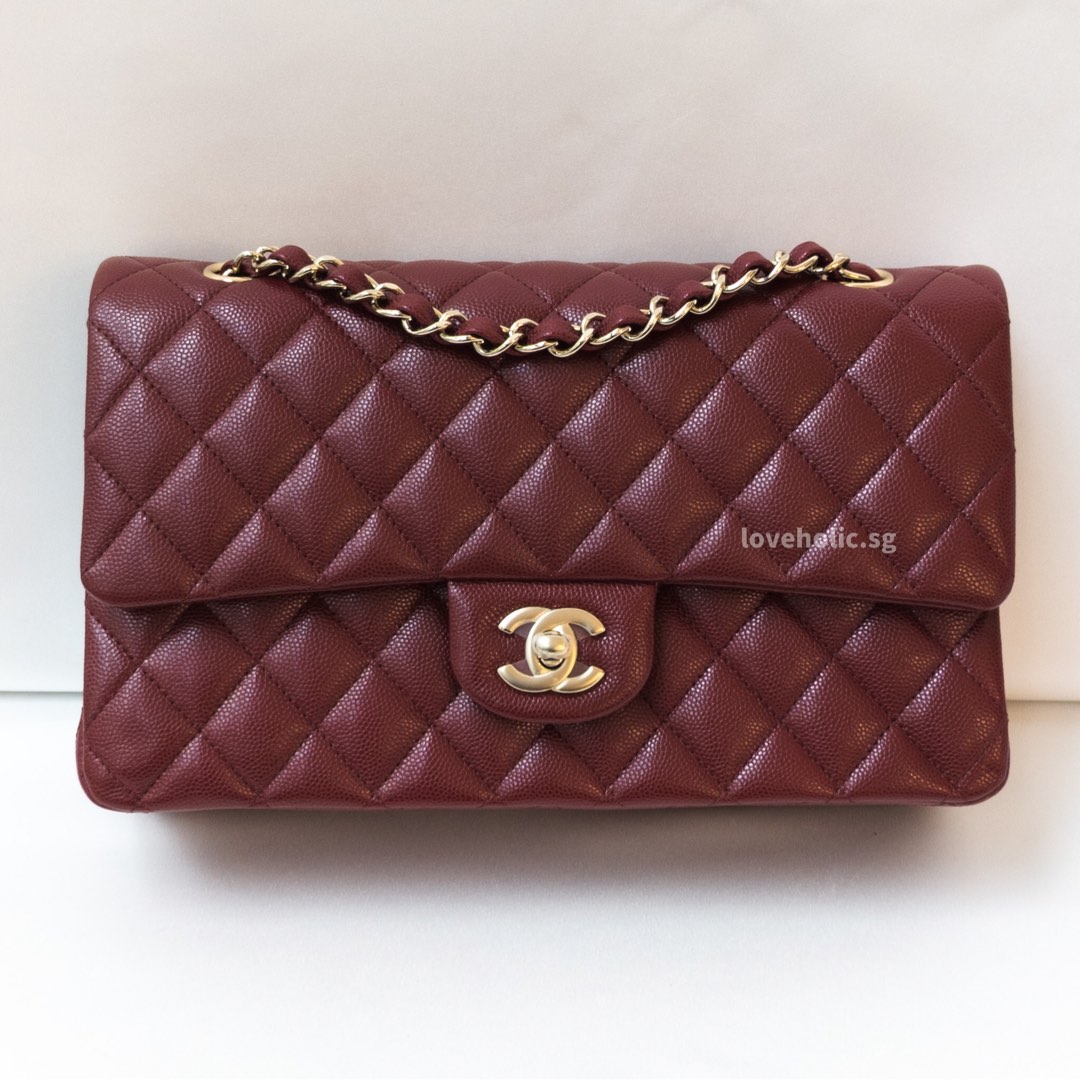 Chanel Classic Flap Medium | 19B Burgundy Red Caviar Light Gold ...