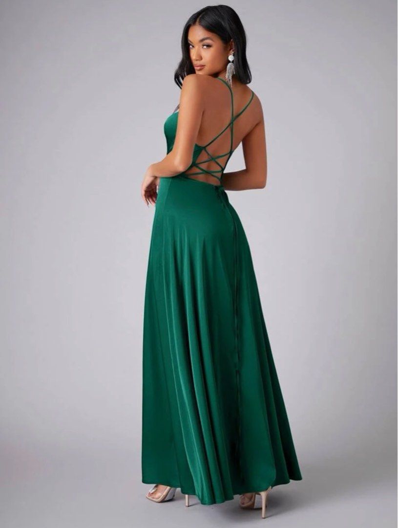 Crisscross Backless wrap Prom Dress, Women's Fashion, Dresses & Sets ...