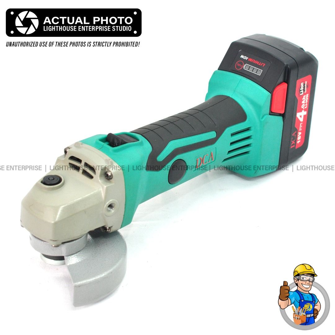 DCA 18V 100mm Cordless Angle Grinder Set w/Battery & Charger (ADSM100 ...