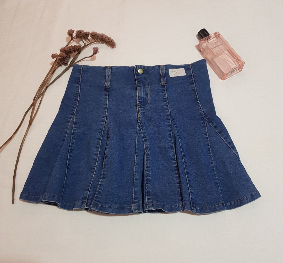 Denim Mini Skirt/ Yoke Style skirt on Carousell