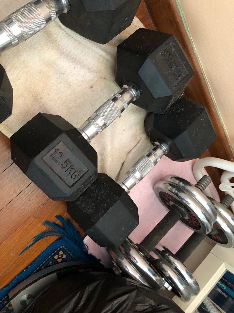 Dumb bells 12kg and 17kg, Sports Equipment, Exercise & Fitness, Weights ...