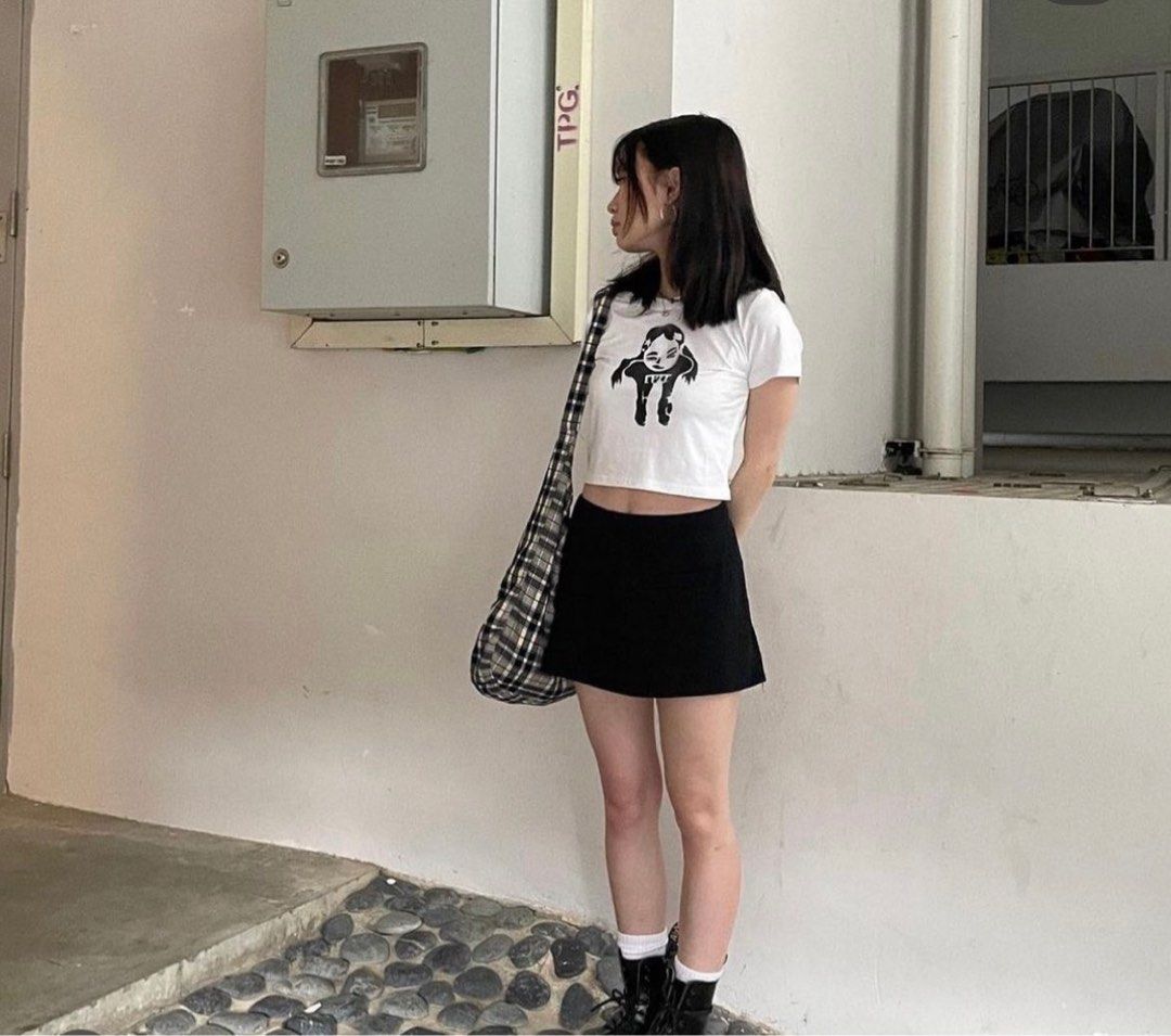 Epicgirl White Screen Printed Crop Top Womens Fashion Tops Shirts
