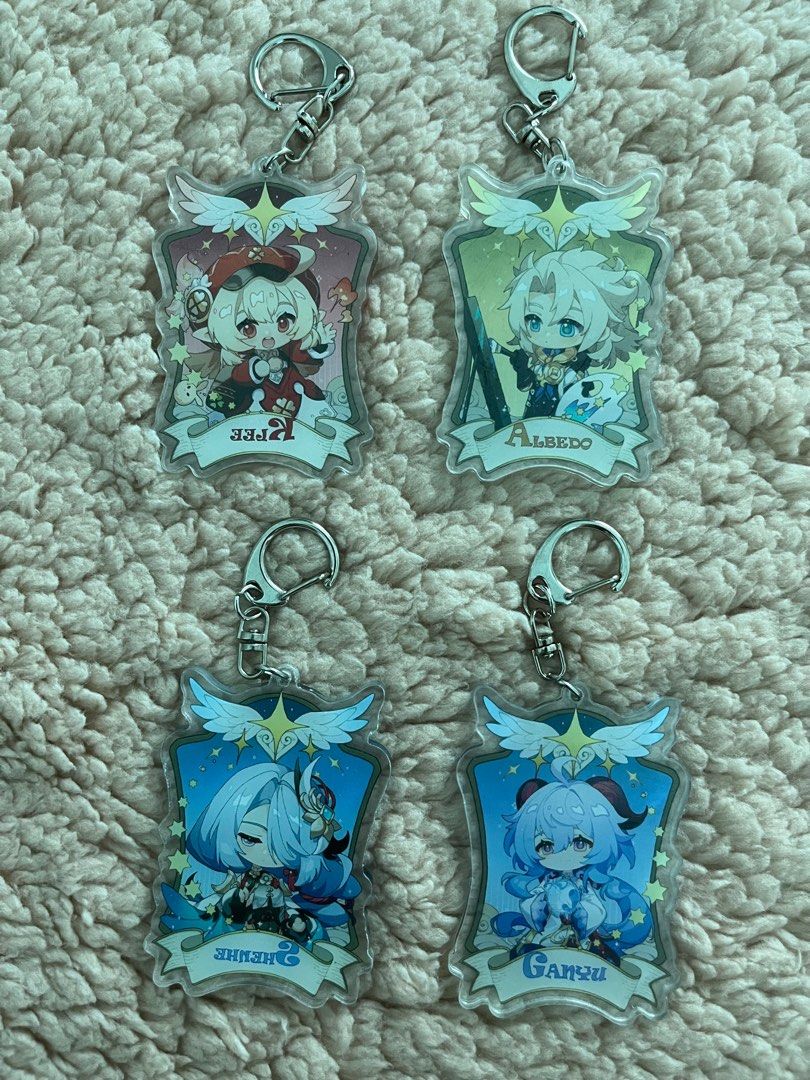 Genshin Impact Albedo Klee ShenHe GanYu Keychain, Hobbies & Toys ...