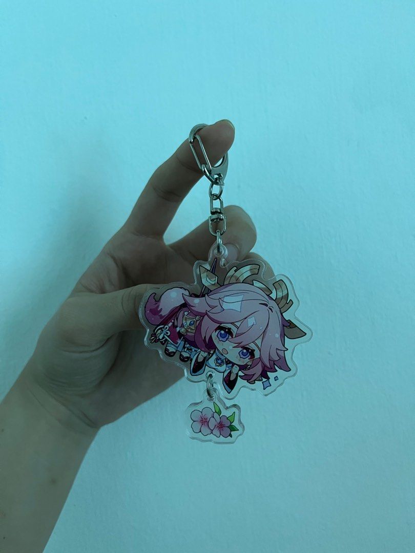 Genshin Impact Kazuha Yae Yelan Dansleif Cat Ears Chibi Keychains ...