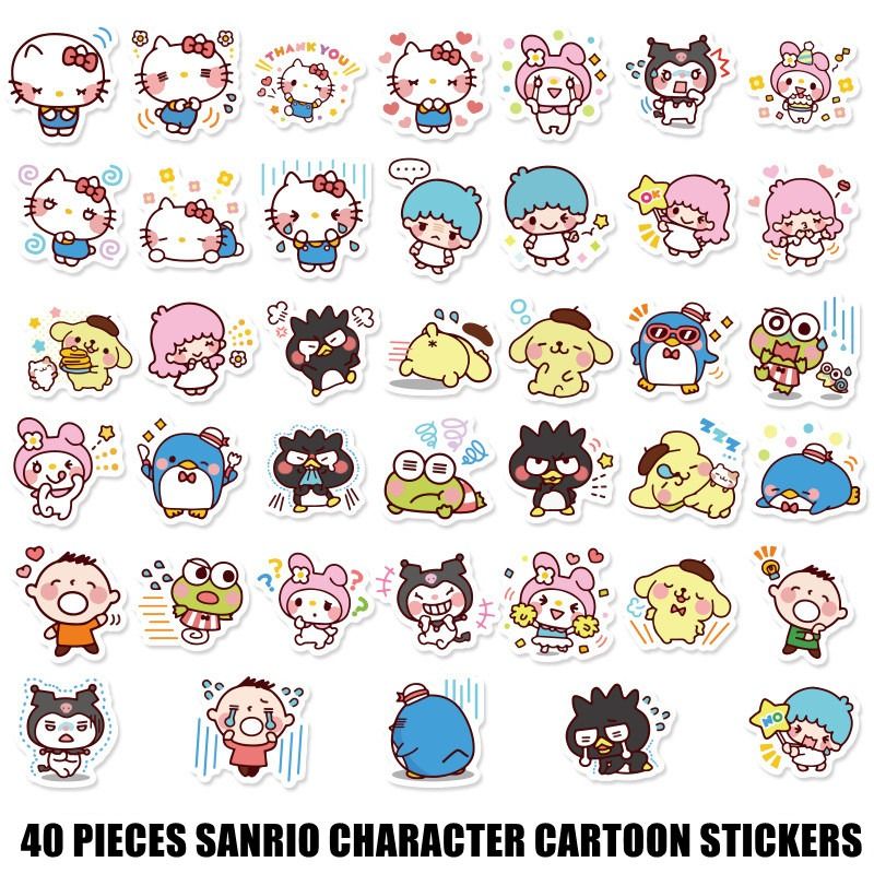 Hello Kitty & Friends Vinyl Stickers (40pcs) - Self-Adhesive Cutouts Graphics Waterproof Diary ...
