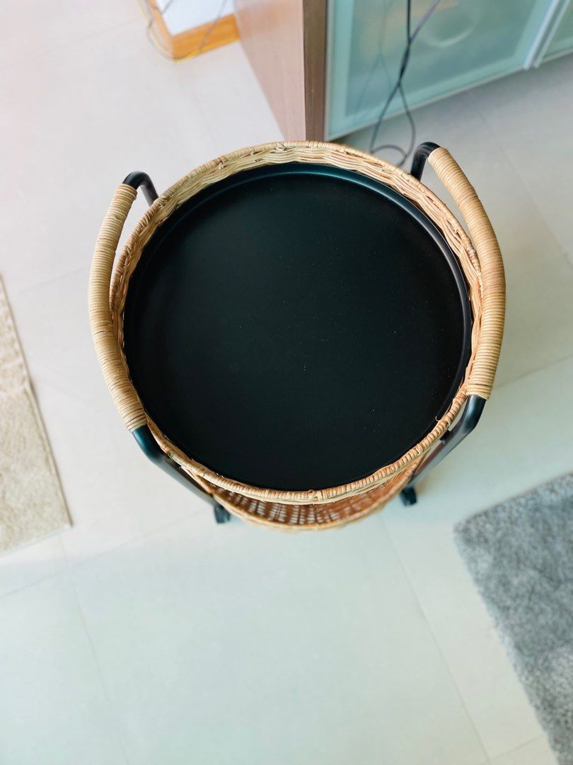 Ikea Lubban rattan trolley with storage, Furniture & Home Living ...