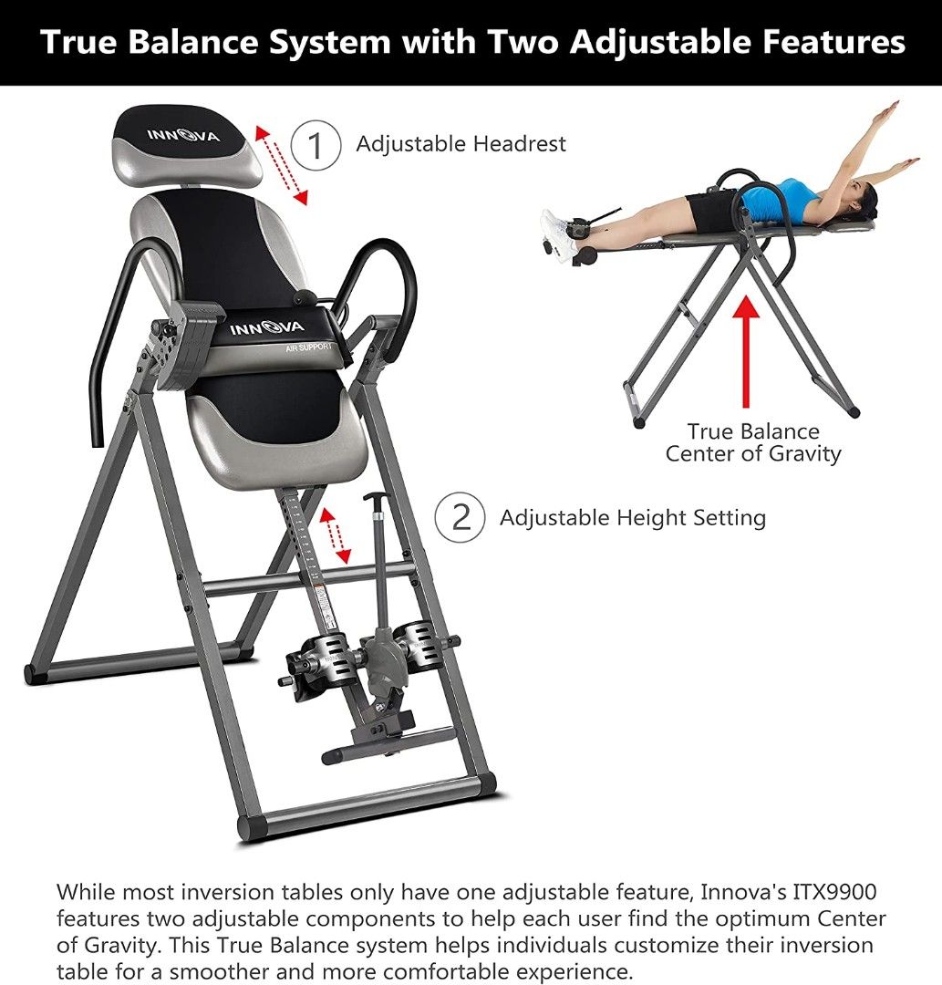 INNOVA HEALTH AND FITNESS ITX9900 Inversion Table with Air Lumbar ...