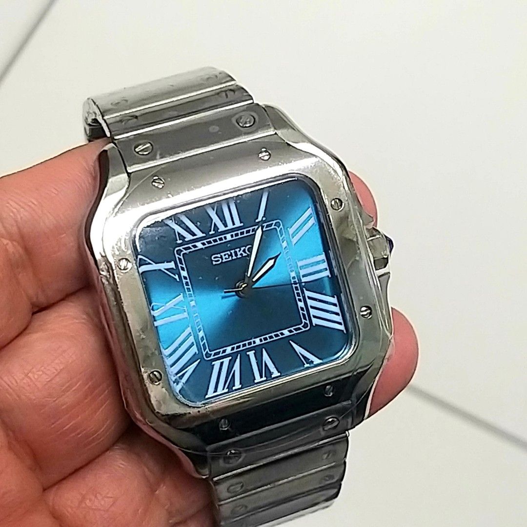 Jam tangan SEIKO MODS Homage Cartier Santos De Cartier Dark Blue ...