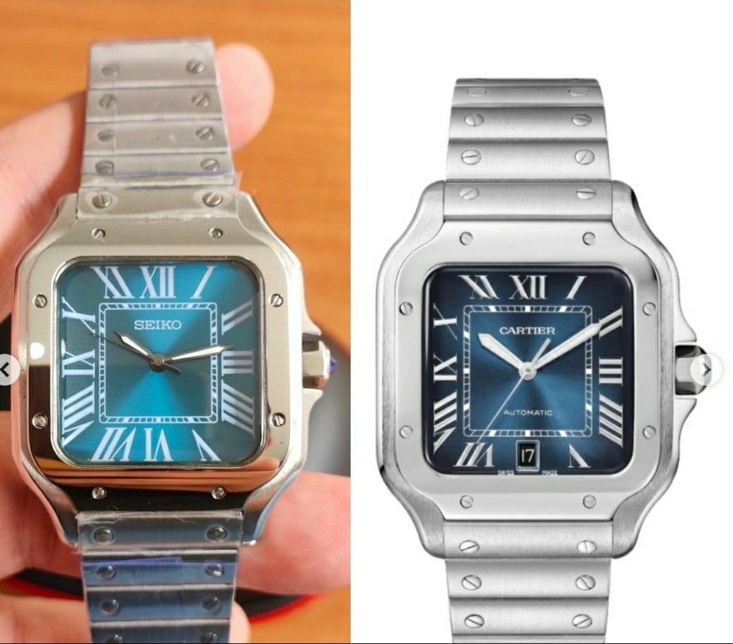 Jam tangan SEIKO MODS Homage Cartier Santos De Cartier Dark Blue ...