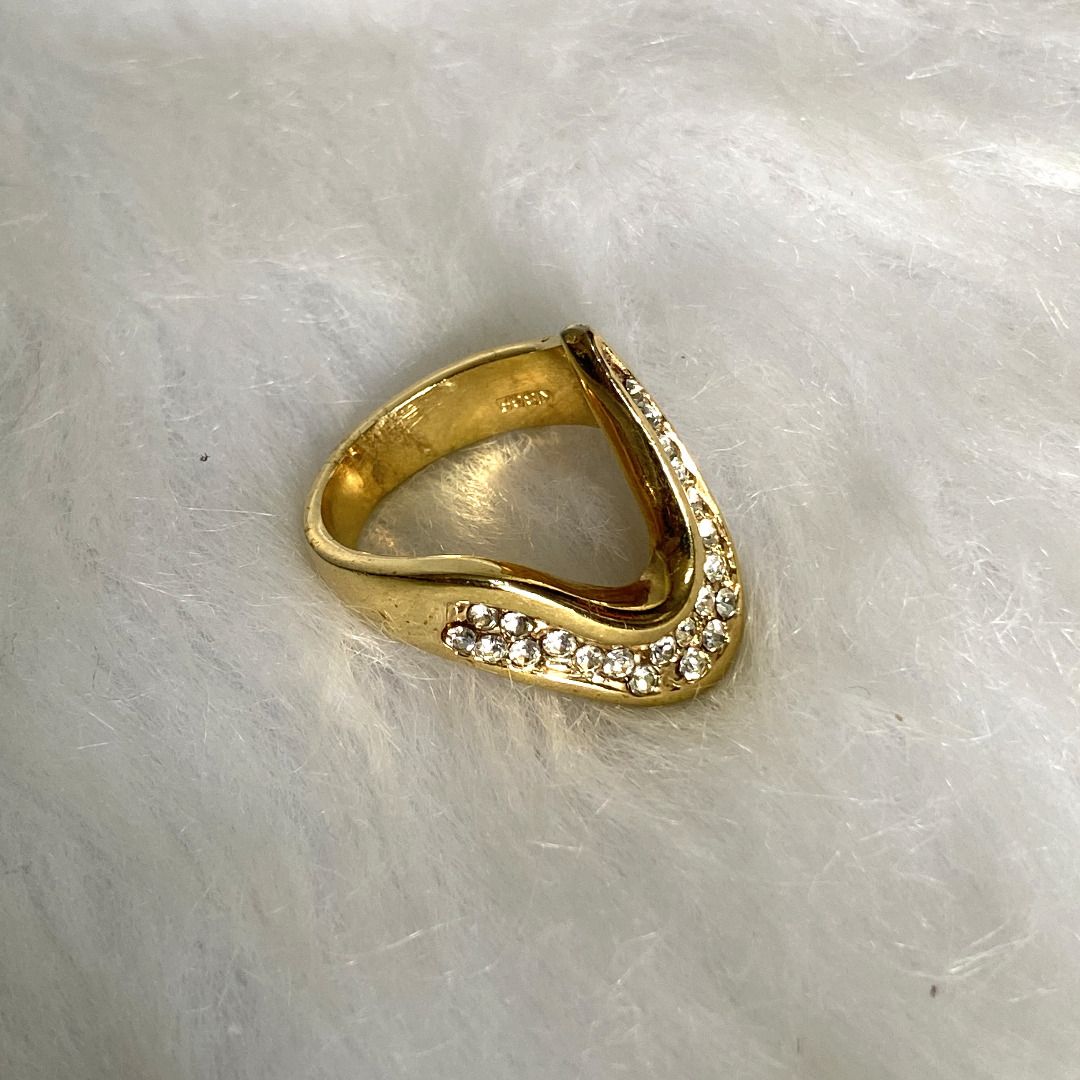 Japan K18GP Marked Gold Crystal Ring on Carousell