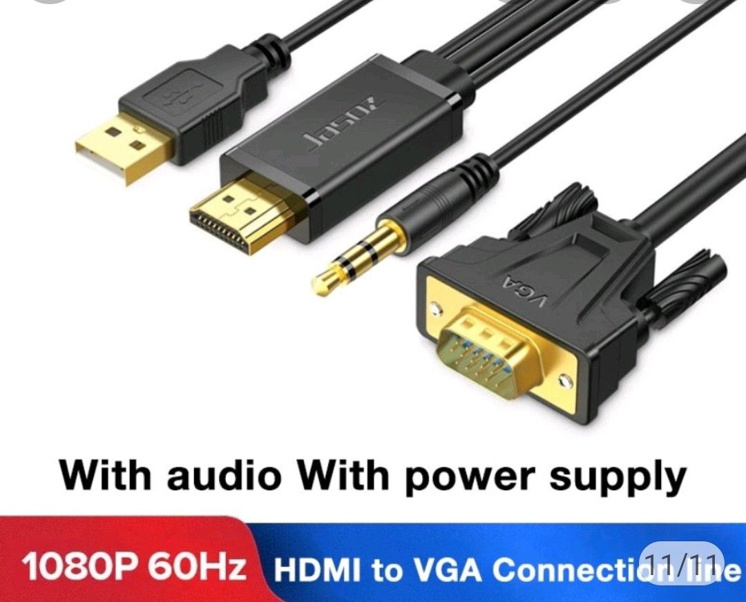 Jasoz 1M HDMI to VGA cable w audio & power supply, Computers & Tech, Parts & Accessories, Cables ...